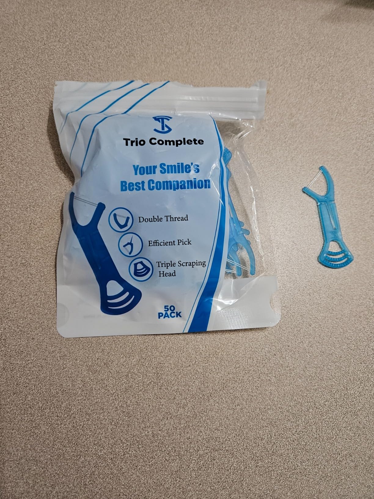 Amazon.com : 3-in-1 Complete Dental Care Set: Double Thread Floss Picks ...