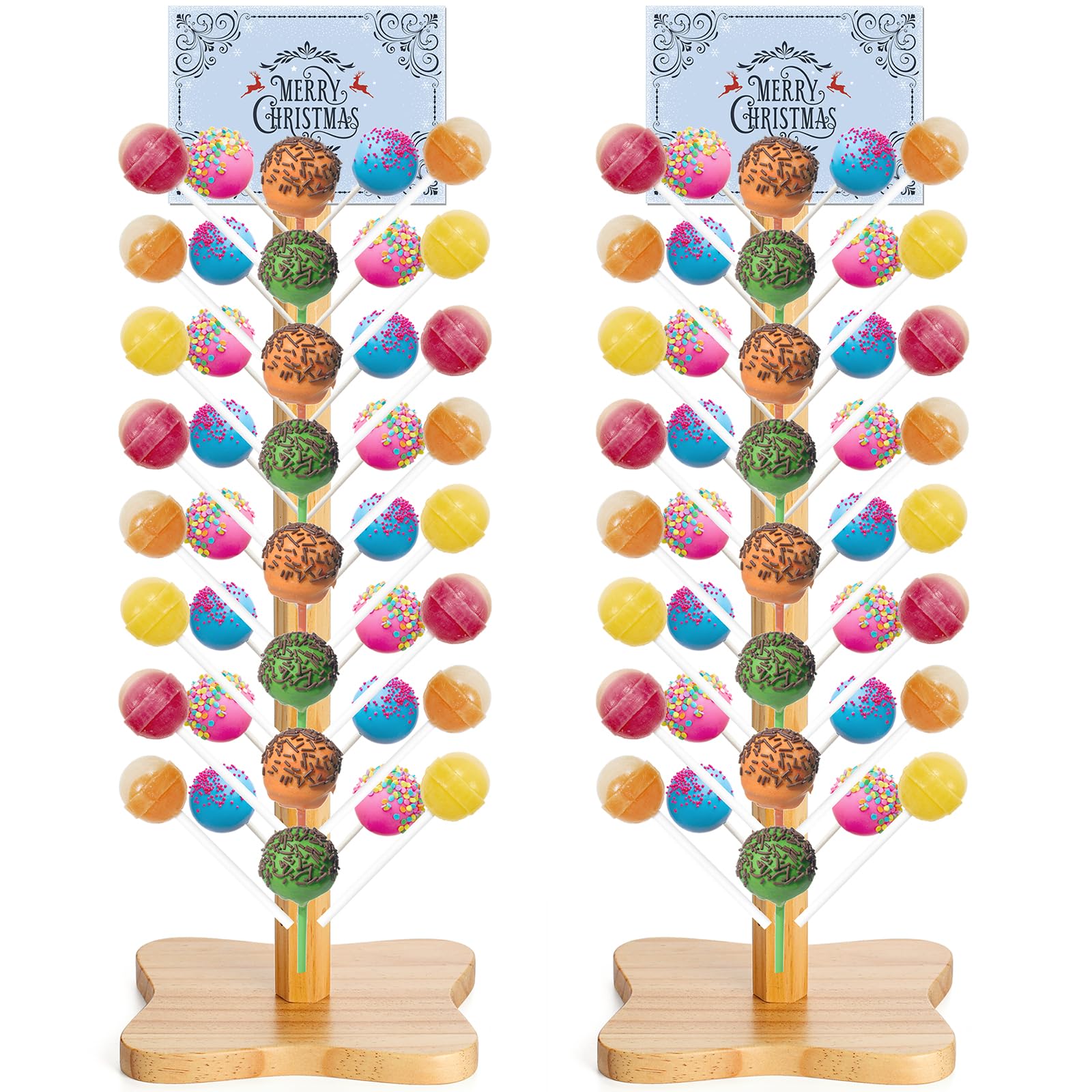 Amazon.com | AVLA 2 Pack Wood Cake Pop Stand, 48 Holes Wooden Lollipop ...