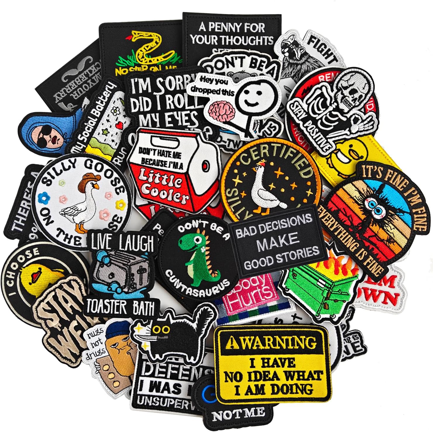 Amazon.com: 20 Pieces Random Funny Patches, Hook and Loop Humorous ...