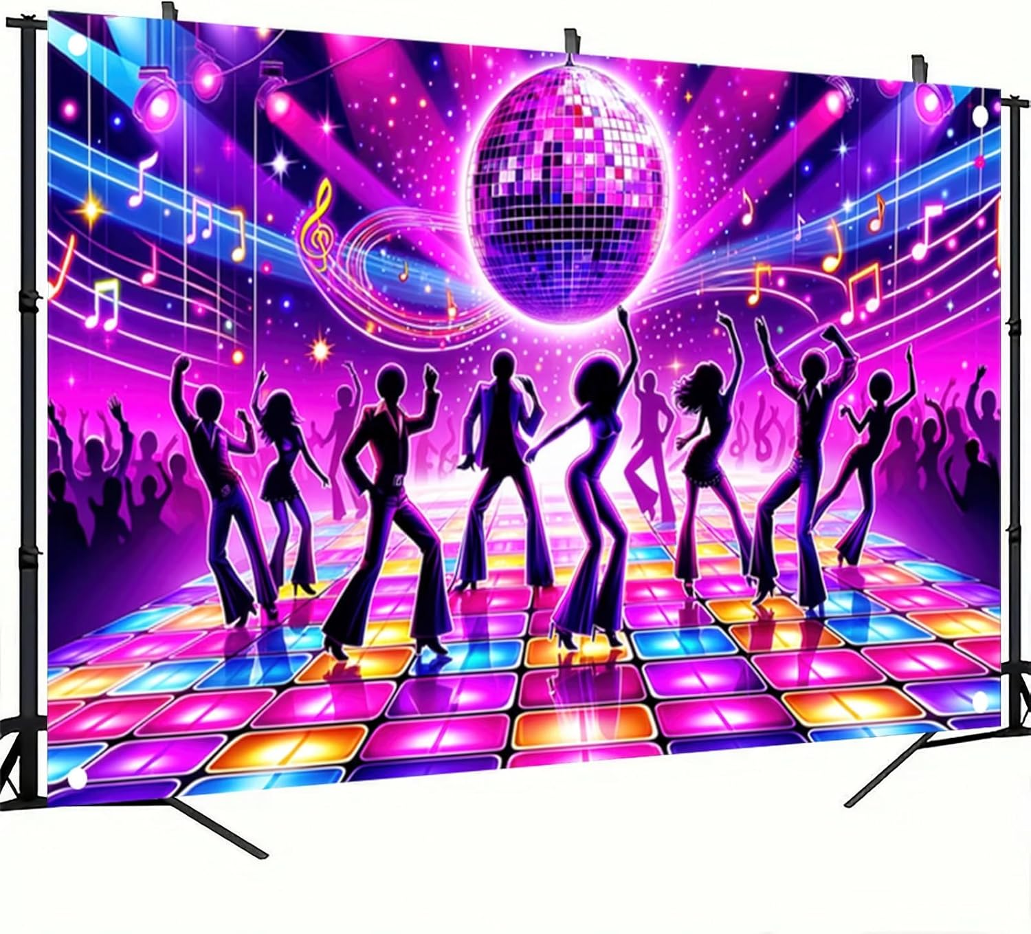 Amazon.com : Blissyard 70s 80s 90s Retro Disco Ball Banner 71x43 Inches ...
