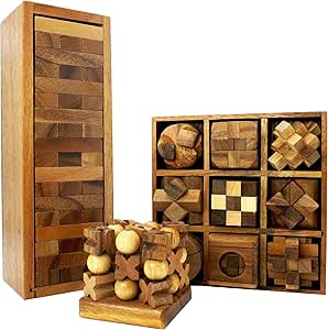 Amazon.com: BSIRI Board Game Night and Puzzle Set Bundle 3D Tic Tac Toe ...