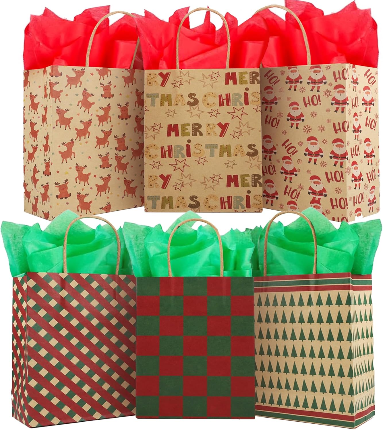 Amazon.com: EIOFG Packaging 24PCS Christmas Gift Bags, 5.9x8.3x3.1 Gift ...