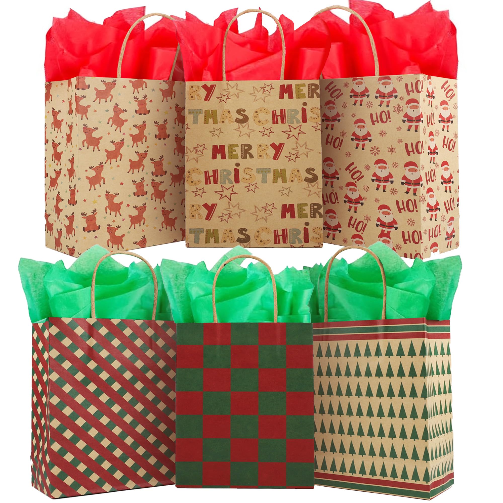 Amazon.com: EIOFG Packaging 24PCS Christmas Gift Bags, 5.9x8.3x3.1 Gift ...