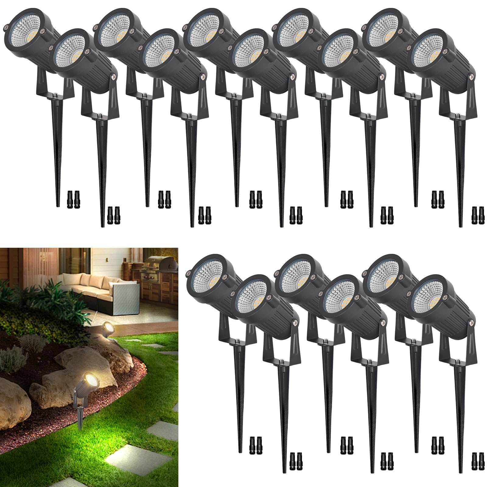 BIRACT 12W Low Voltage Landscape Lights Outdoor,12V Super Warm White ...