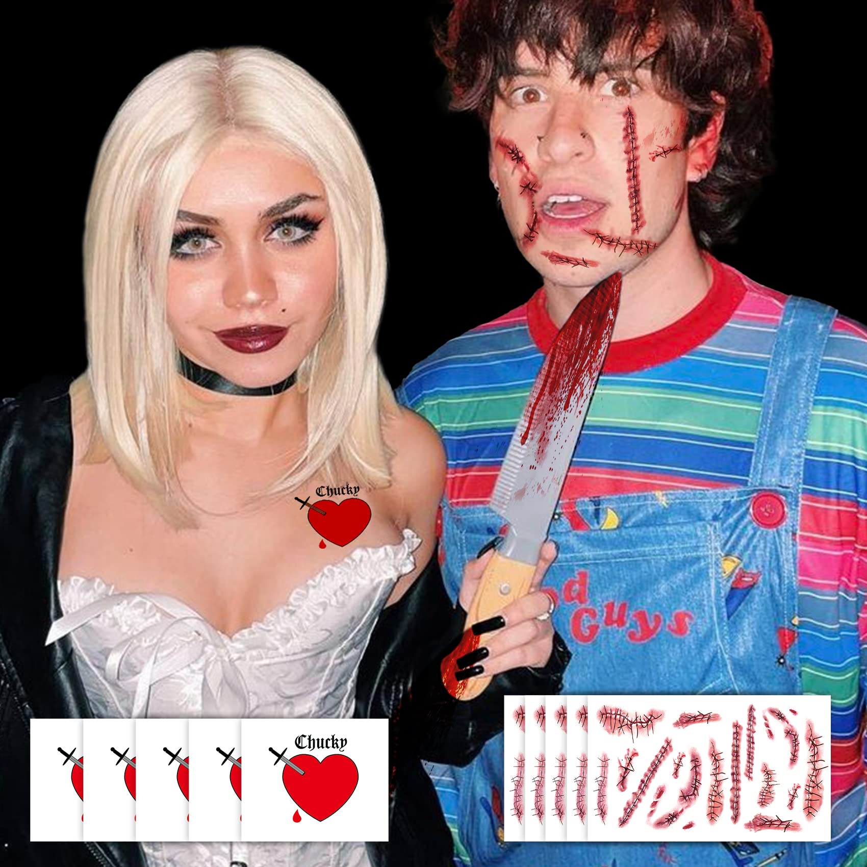 Buy Chucky Tattoo Tiffany Heart Bride of Chucky Tattoo Halloween Fake ...