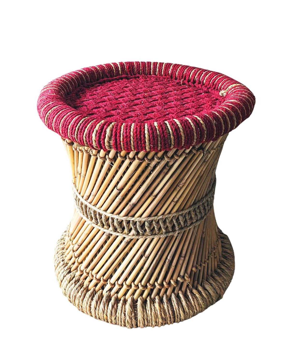 Handmakers Red Bamboo Mudda Stool Furntiure | Eco Cane Stool Living ...