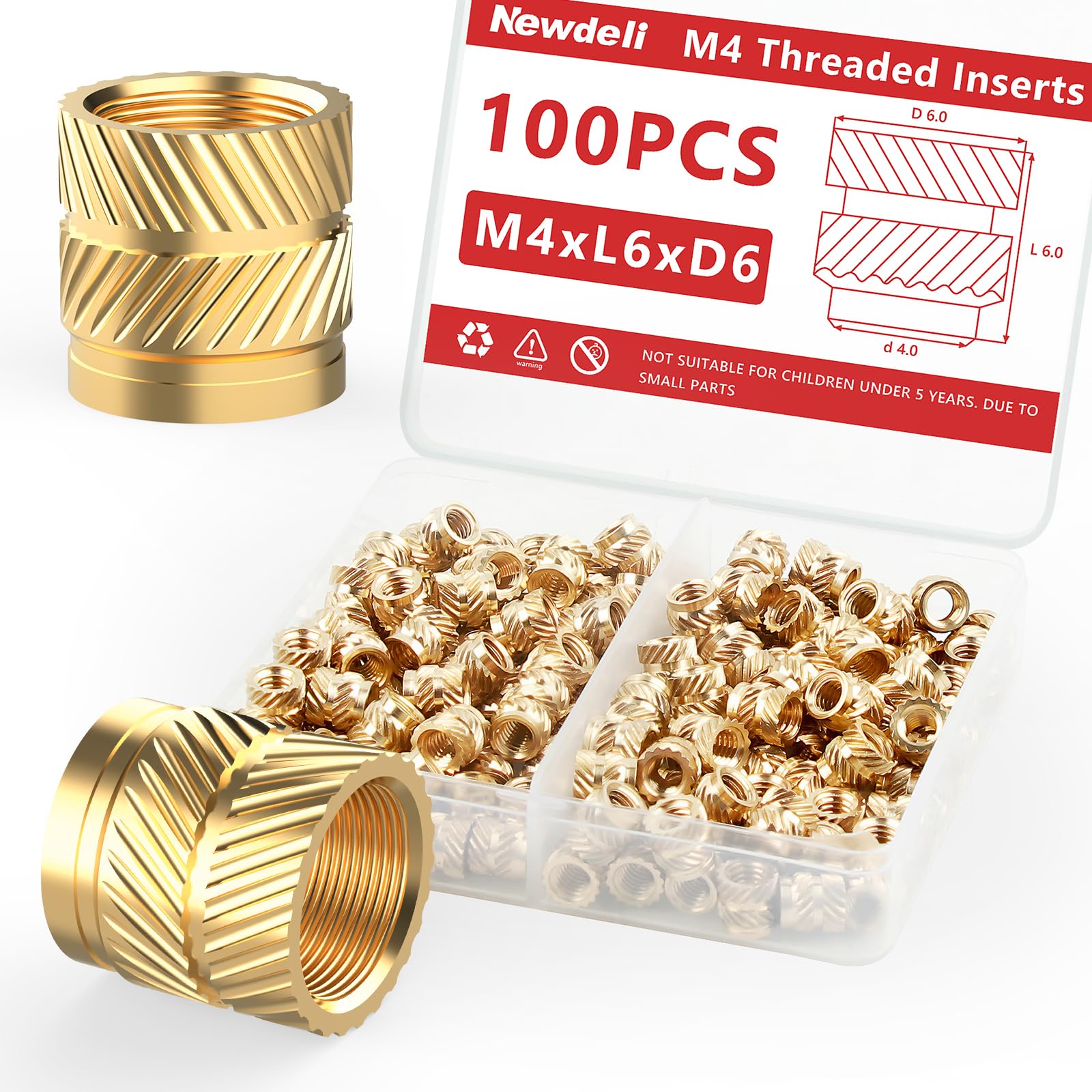 Snapklik.com : 100pcs M4 Heat Set Inserts M4x6x6 Threaded Inserts For ...