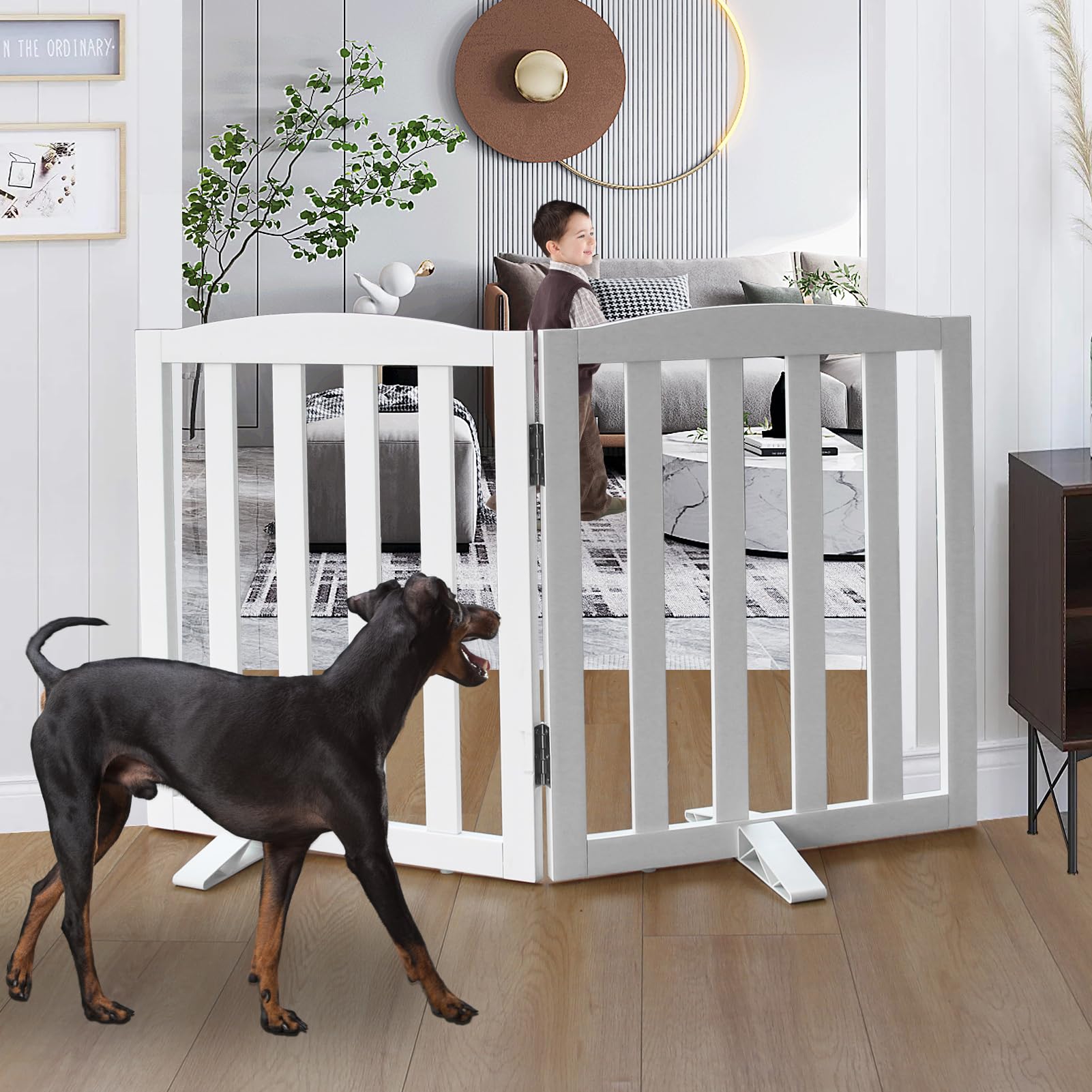 Amazon.com : SFJC Freestanding Dog Gate Indoor, Doggie Gate Foldable ...