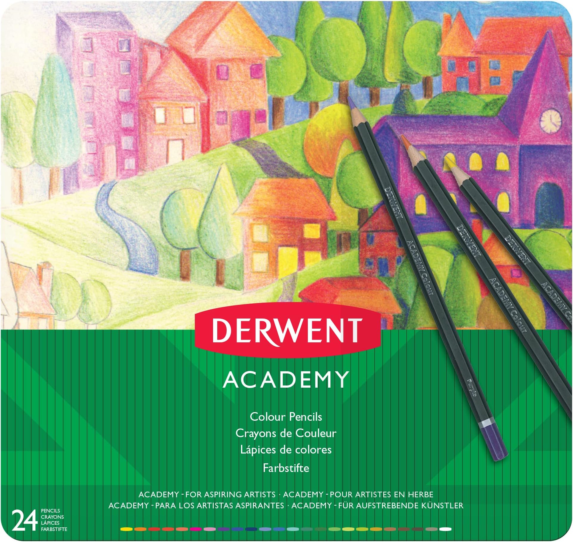 Derwent Academy - Set de 24 Crayons de Couleurs dans une Boîte de ...
