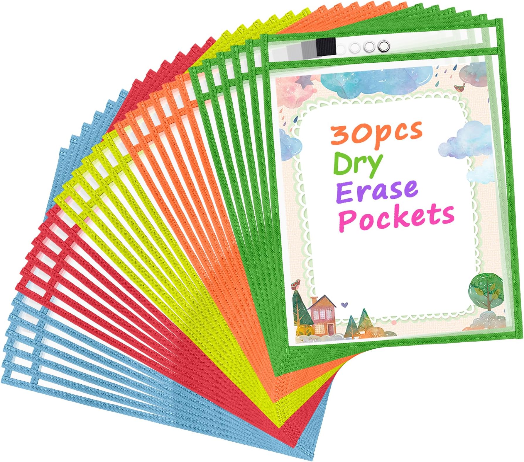 Amazon.com : Reusable Dry Erase Pockets - with Erasers- Holder for ...