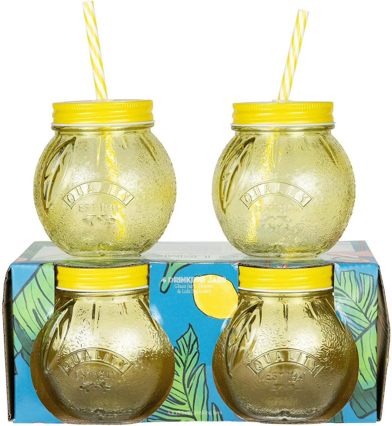 Amazon.com: Amici Home Lemon Mason Jar | Set of 4 | Small Lemon Shaped ...