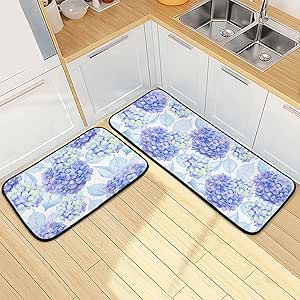 Amazon.com: 2 Piece Kitchen Rugs and Mats,Lilac Hydrangea Cushioned ...