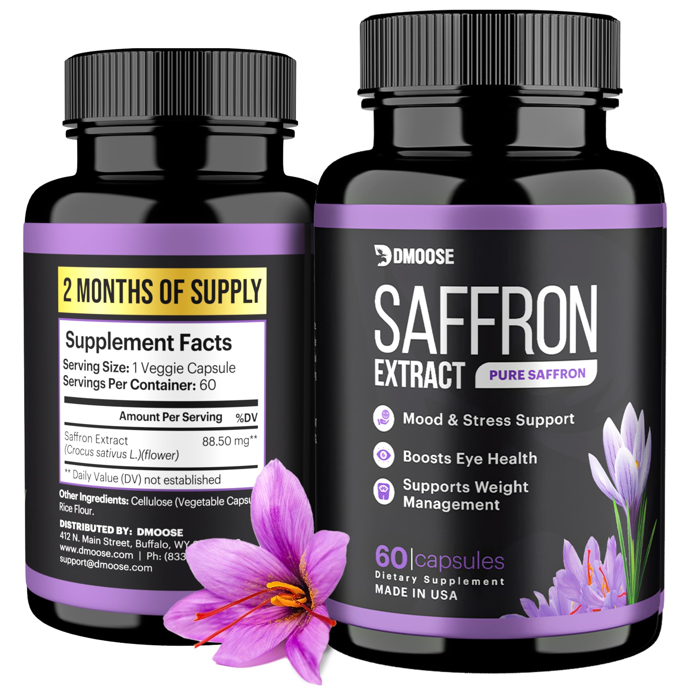 Amazon.com: DMoose Saffron Extract (88.5 mg) - Enhance Energy, Support ...