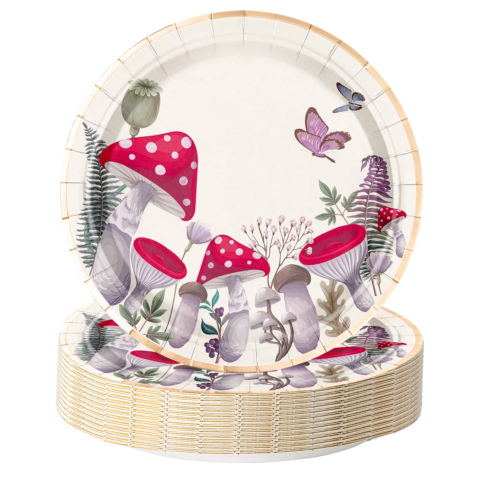 Amazon.com: WRAPAHOLIC 25Pcs Mushroom Paper Plates - 7 Inch Red ...