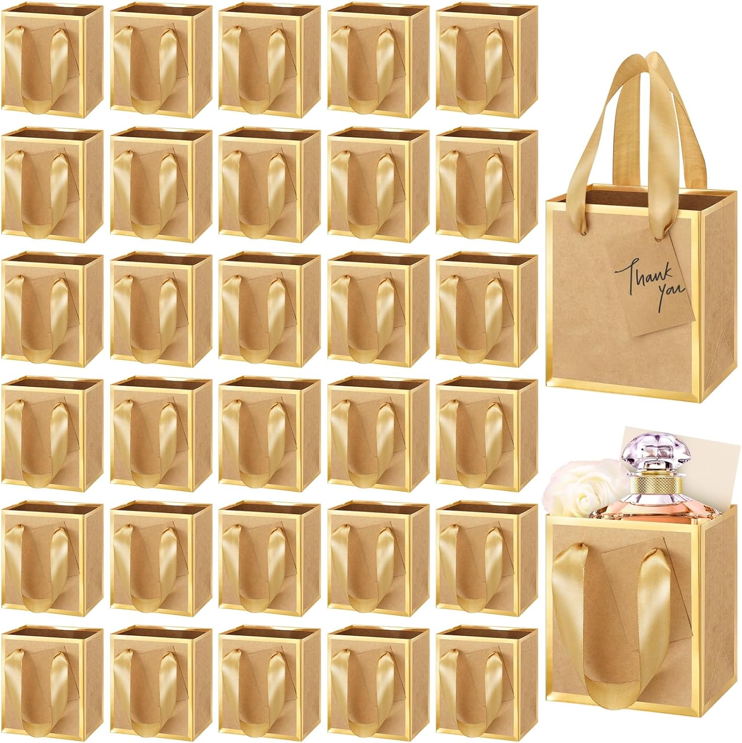 Amazon.com: Yeaqee 50 Pcs Mini Metallic Paper Gift Bags with Handles ...