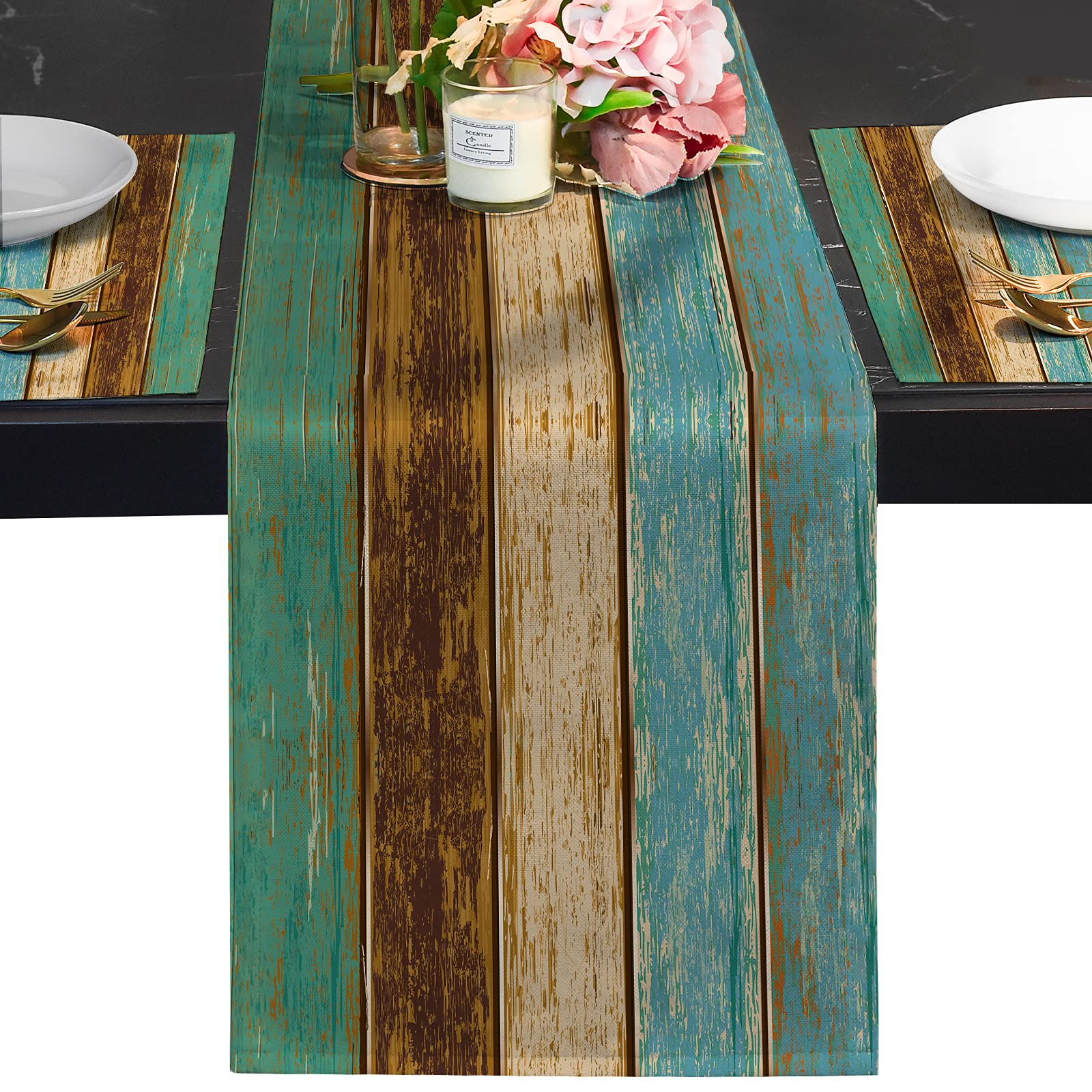 Amazon.com: Farmhouse Table Runners 72 Inches Long, Wood Grain Spring ...