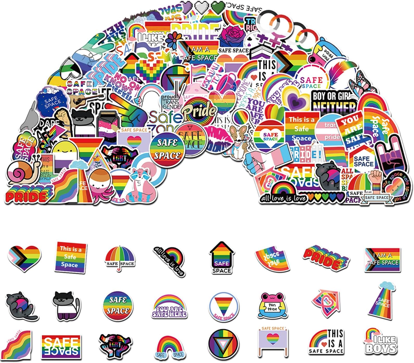 Amazon.com: Gay Pride Stickers Bulk, 100Pcs LGBT Rainbow Stickers for ...