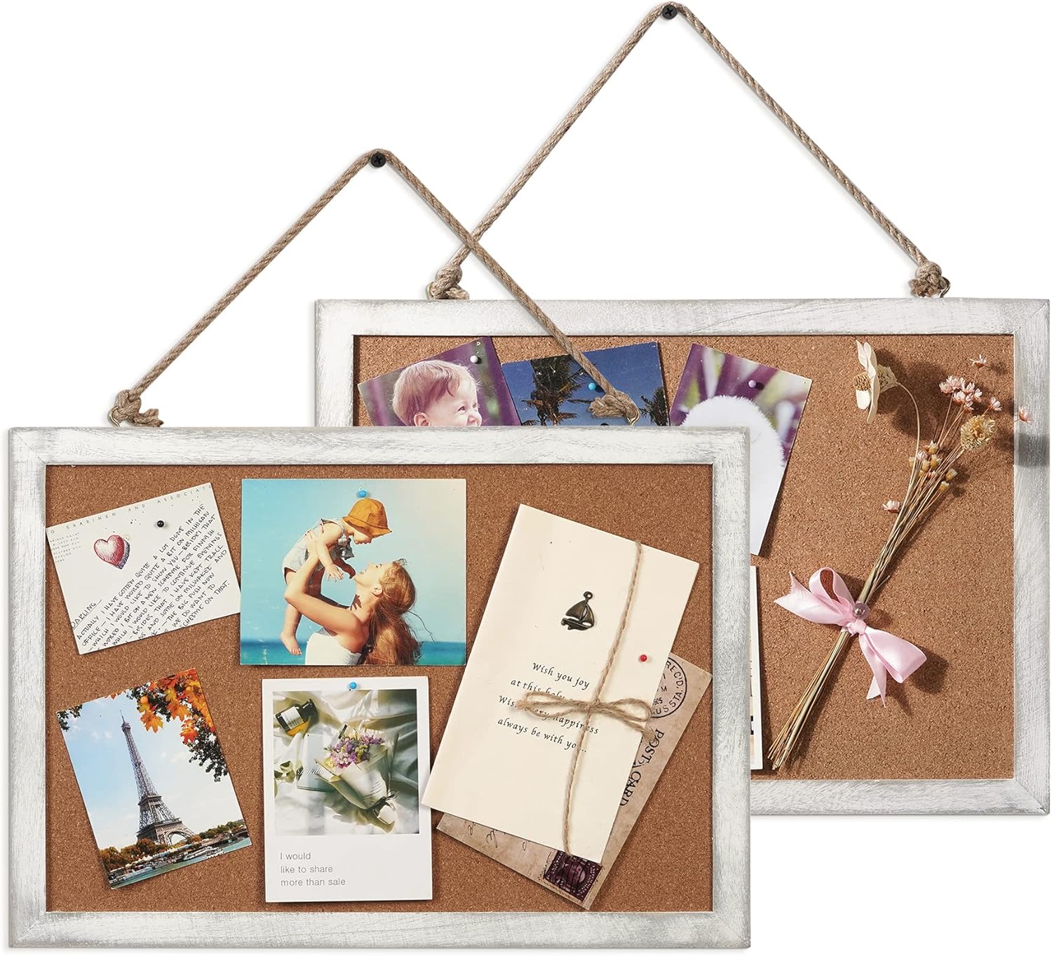 Amazon.com : 2 PCS Cork Boards Bulletin Board with Wood Frame for Walls ...