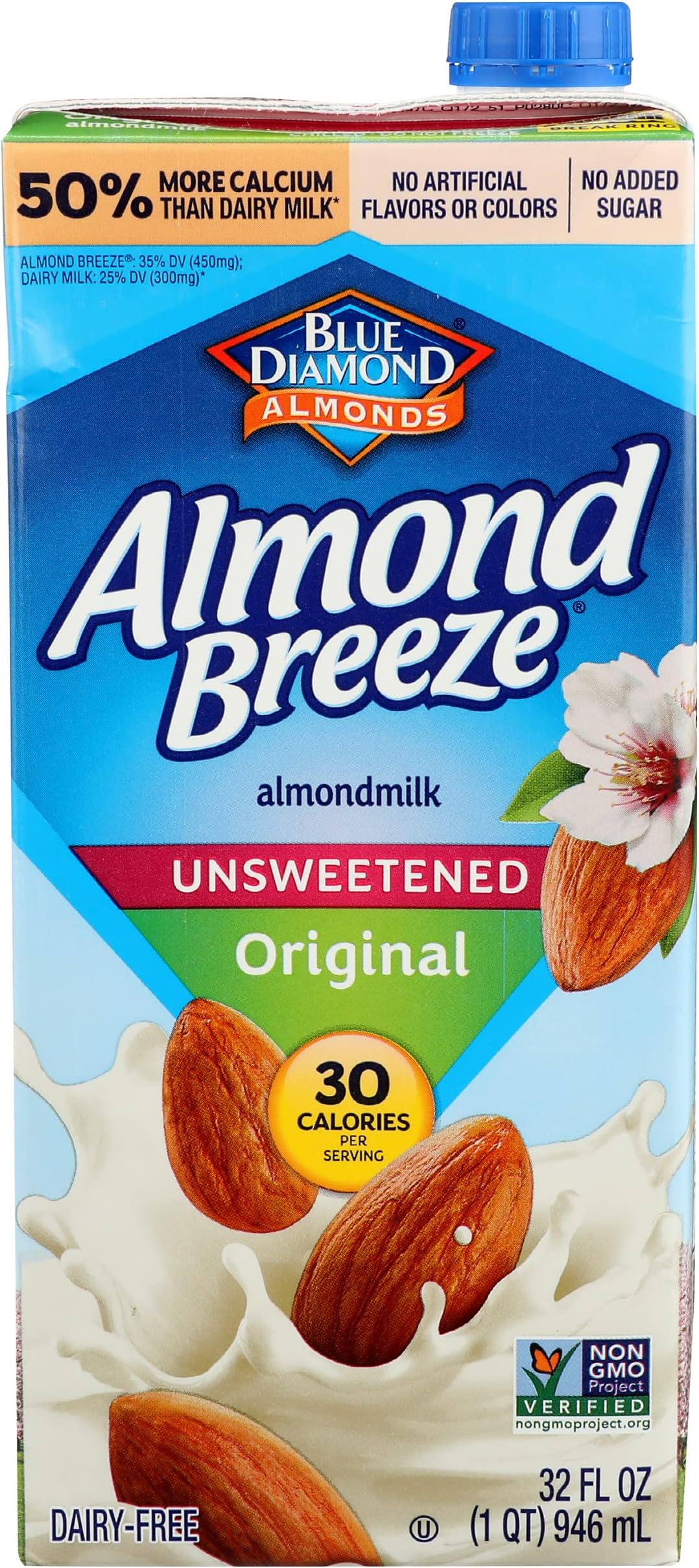 Amazon.com: Blue Diamond Dairy, Almond Milk Original Unsweetened, 32 Fl ...