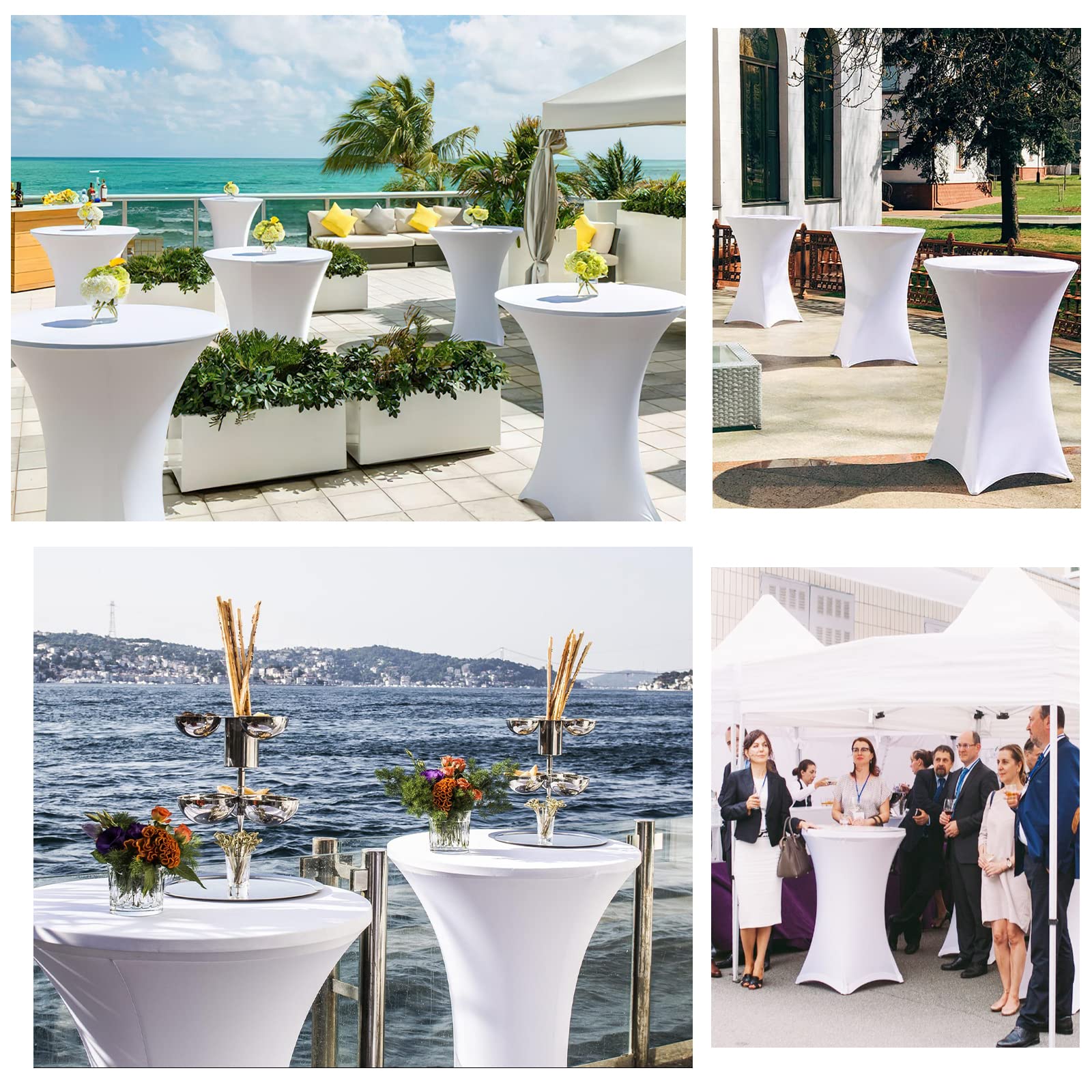 GFCC Spandex Cocktail Table Covers - 4 Pack 32x43 Inch White Stretch ...