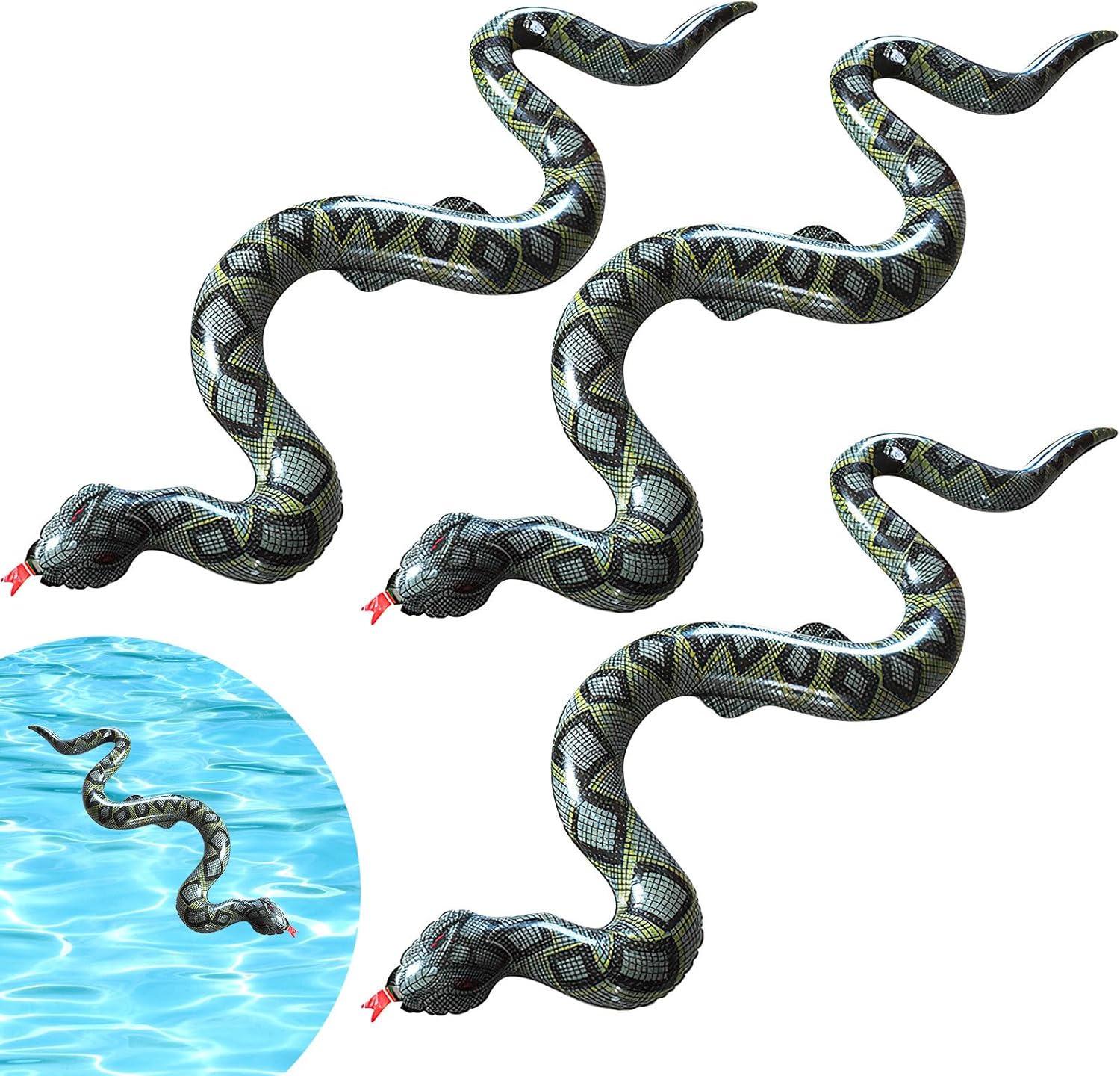 Inflatable Snakes for Pool - Large Realistic False Snake Pool Float Toy ...