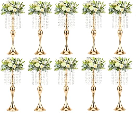 Amazon.com: LANLONG 10pcs Crystal Centerpieces for Tables Gold Flower ...