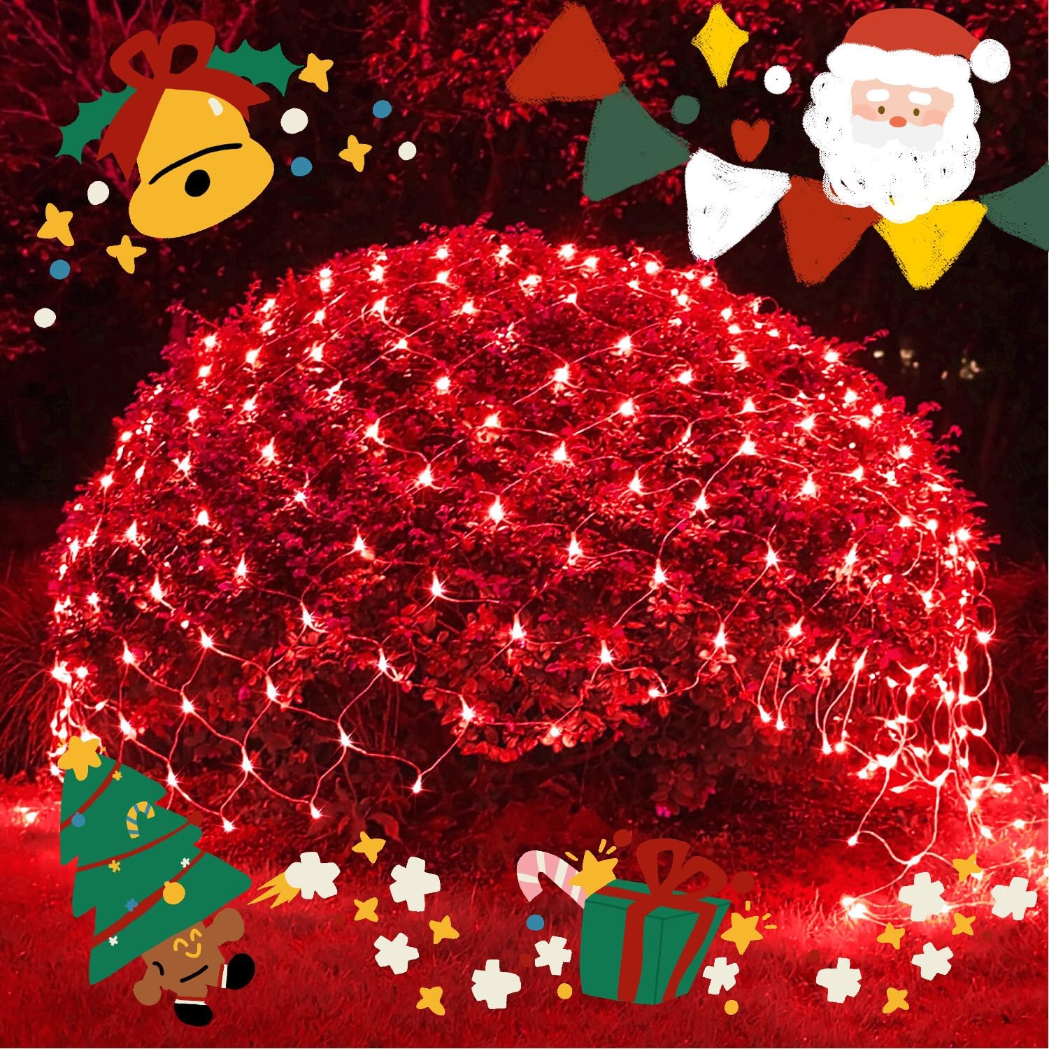 Amazon.com: Vicila Net Light Christmas Lights Red, Tree Mesh Lights ...