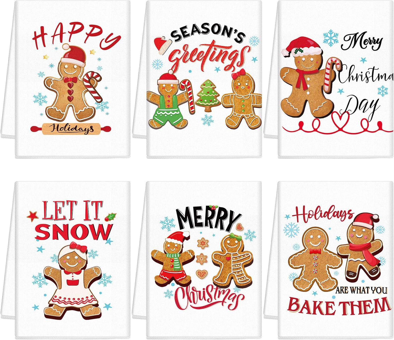 Amazon.com: 6 Pcs Christmas Gingerbread Man Decorative Kitchen Dish ...