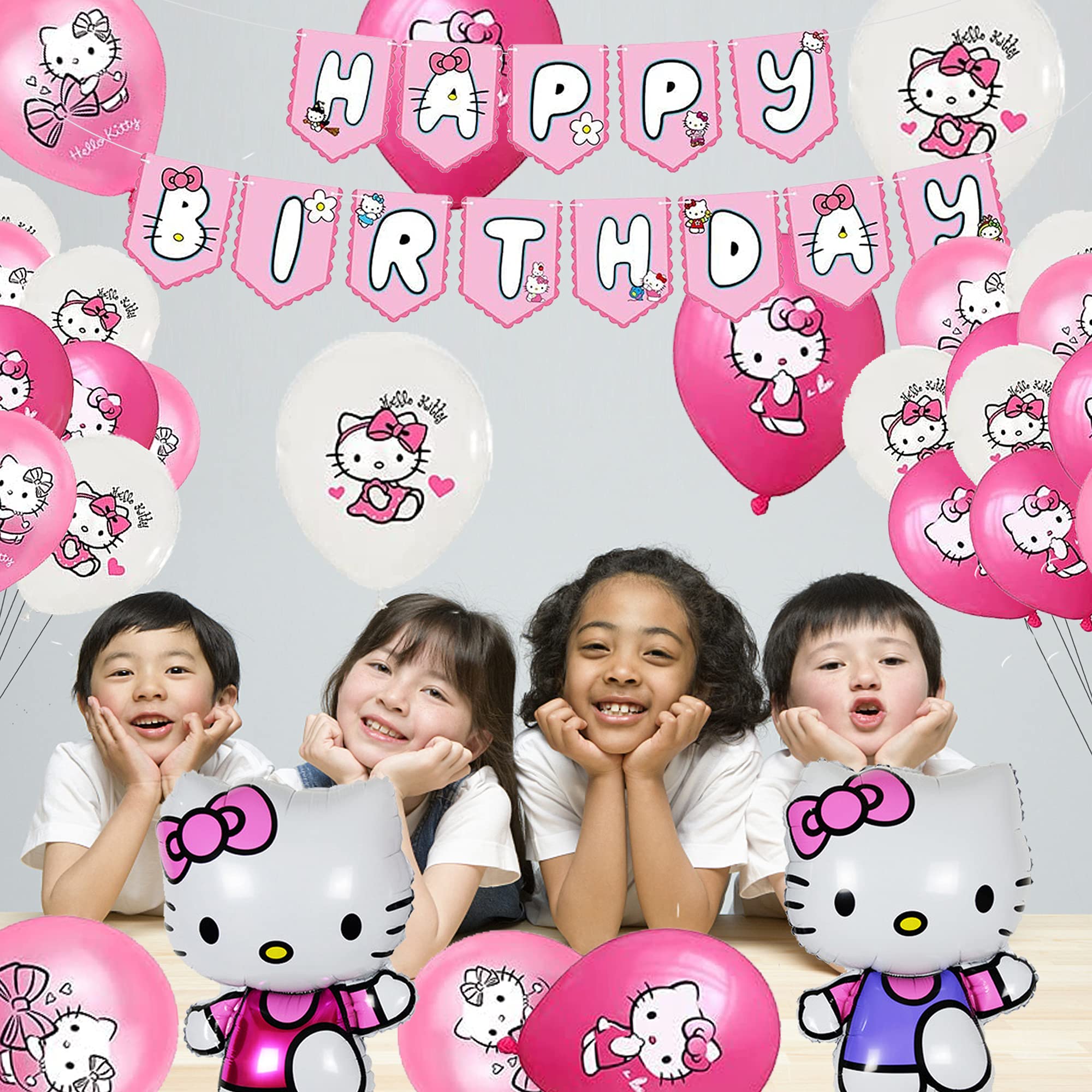 Hello Kitty Birthday Party Decorations Balloons Happy Birthday Banner ...