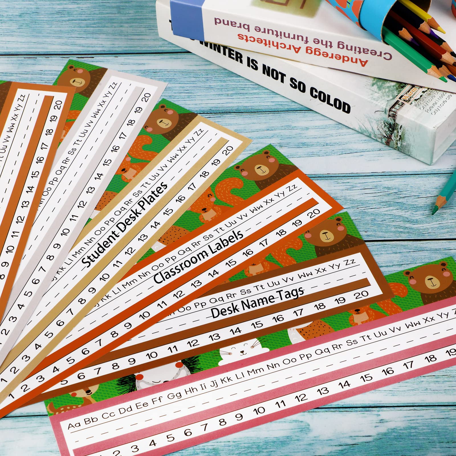 Snapklik.com : 60 Pcs Woodland Animal Student Nameplate Classroom Flat ...