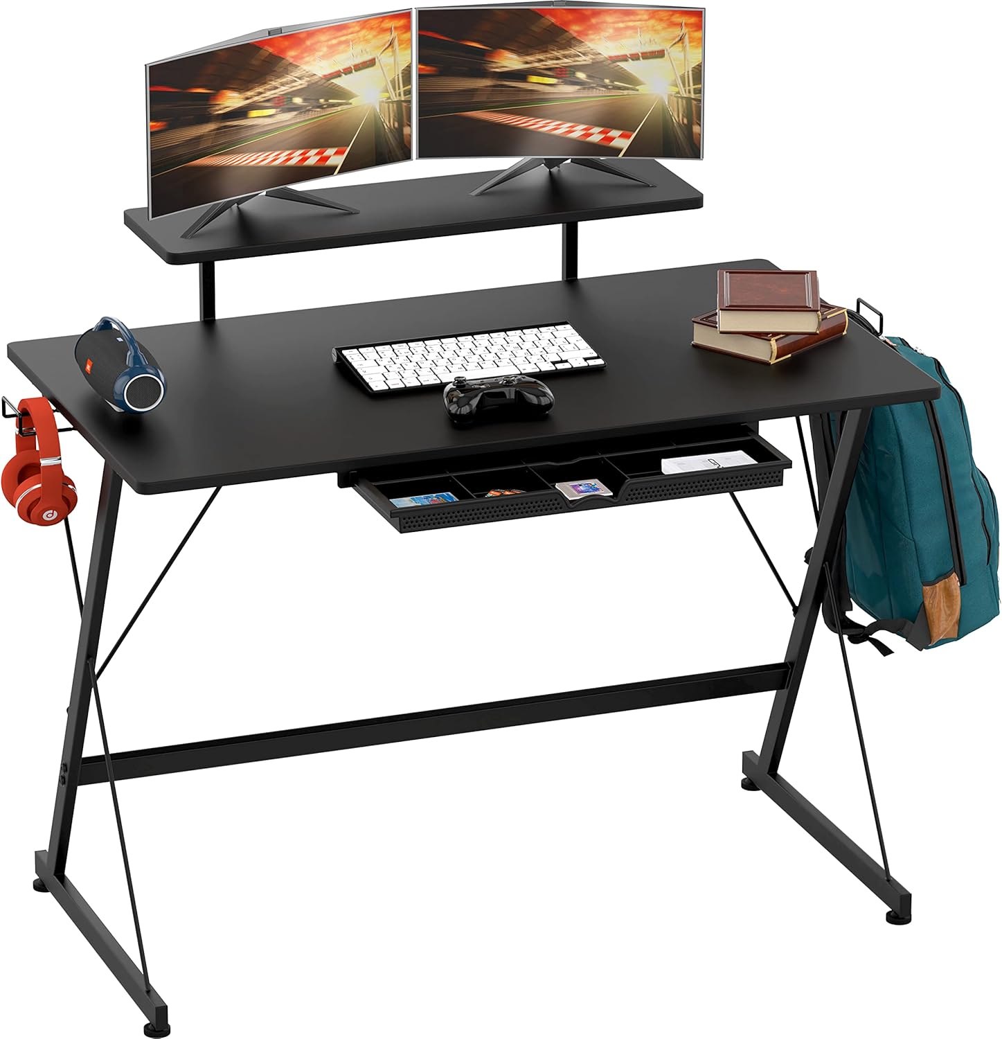 Amazon.com: SHW 40-Inch Gaming Desk with Monitor Riser, Drawer and ...