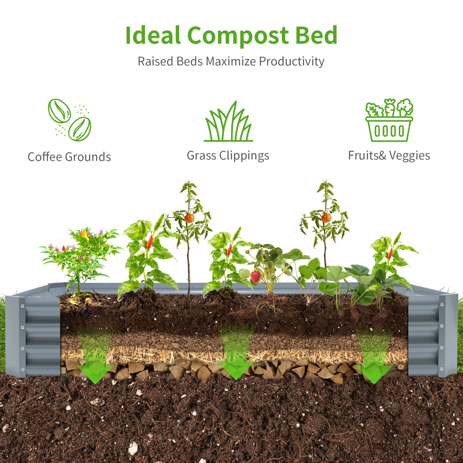 Snapklik.com : Land Guard 631ft Galvanized Raised Garden Bed Kit For ...