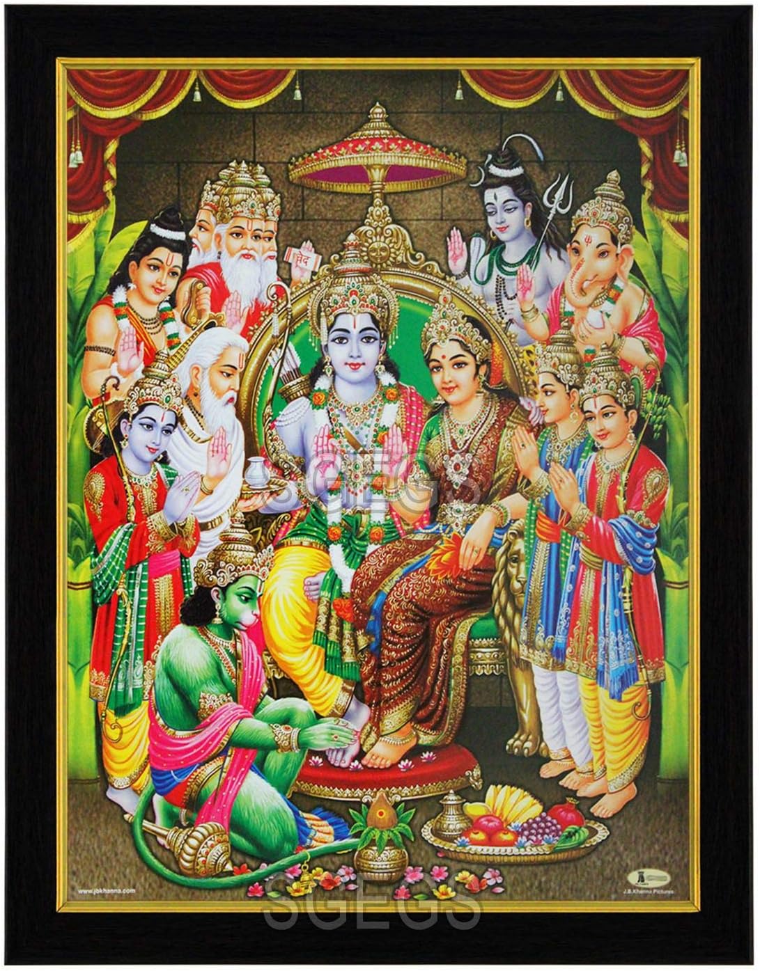 God Ram Darbar HD Photo Frame Lord Ram Pattabhishek Sita Laxman Hanuman ...