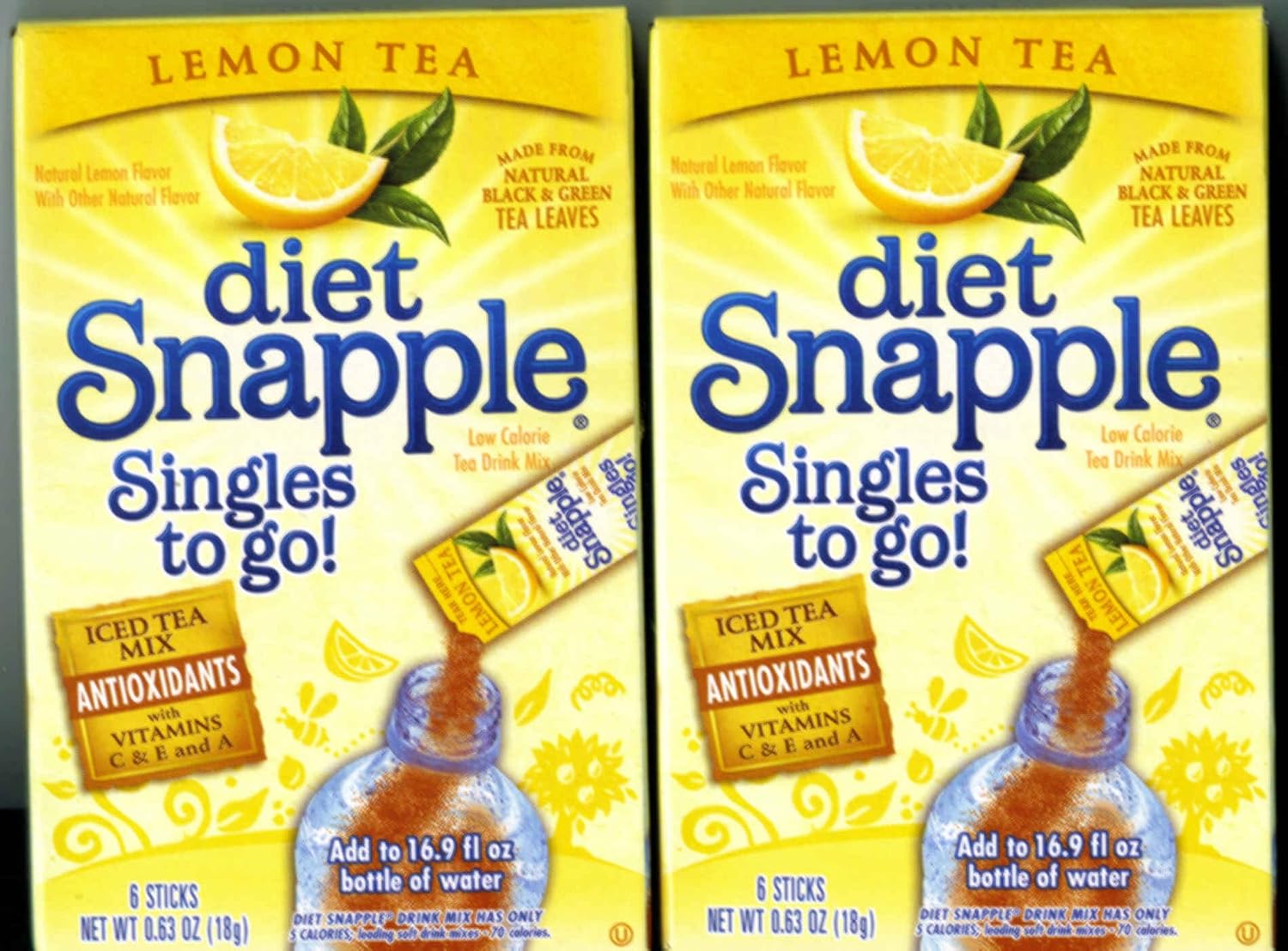 Amazon.com : Snapple LEMON TEA Singles to Go (2 Boxes) 6 Drink Packets ...