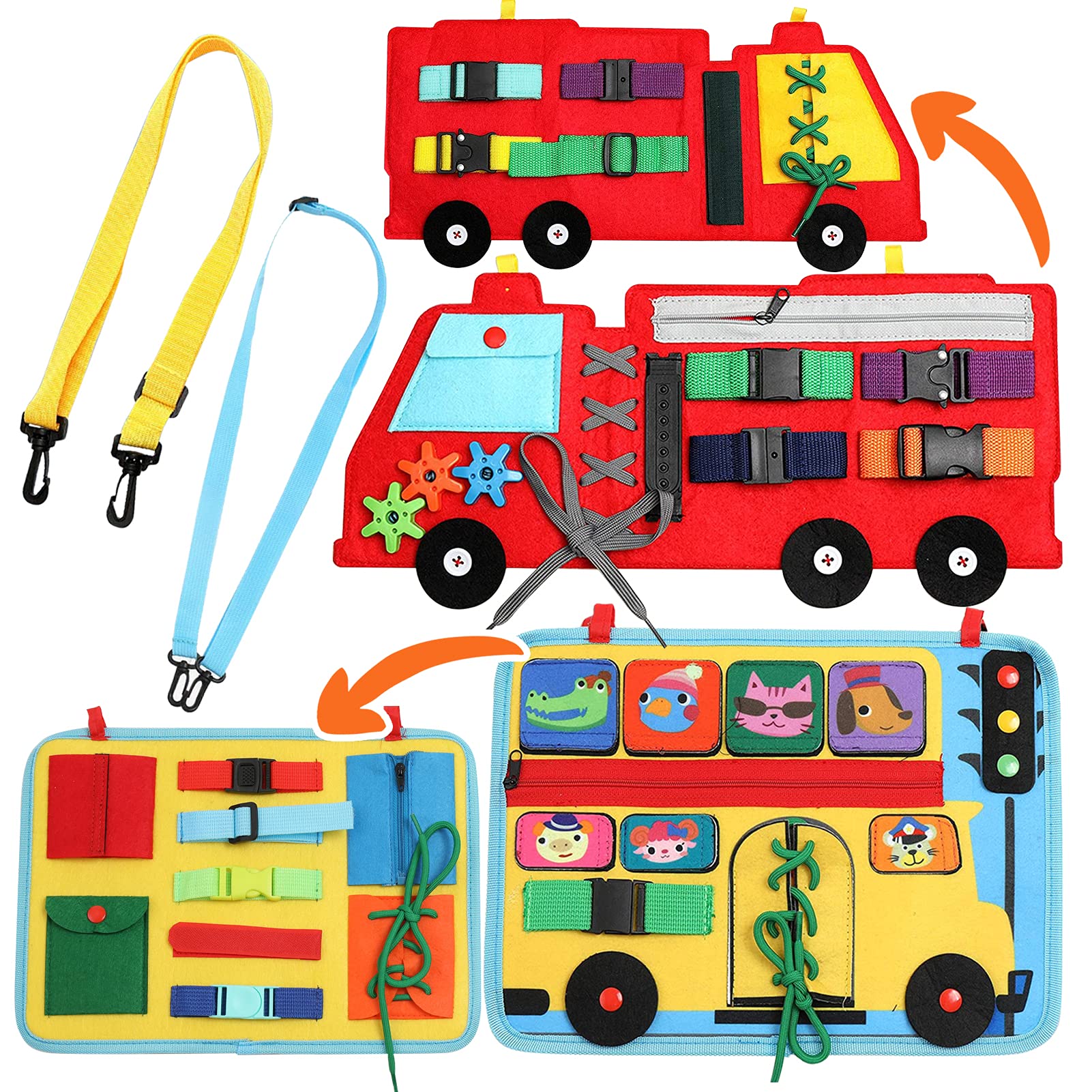 Buy OleOletOy Busy Board Montessori Toys for Toddlers, School Bus and ...