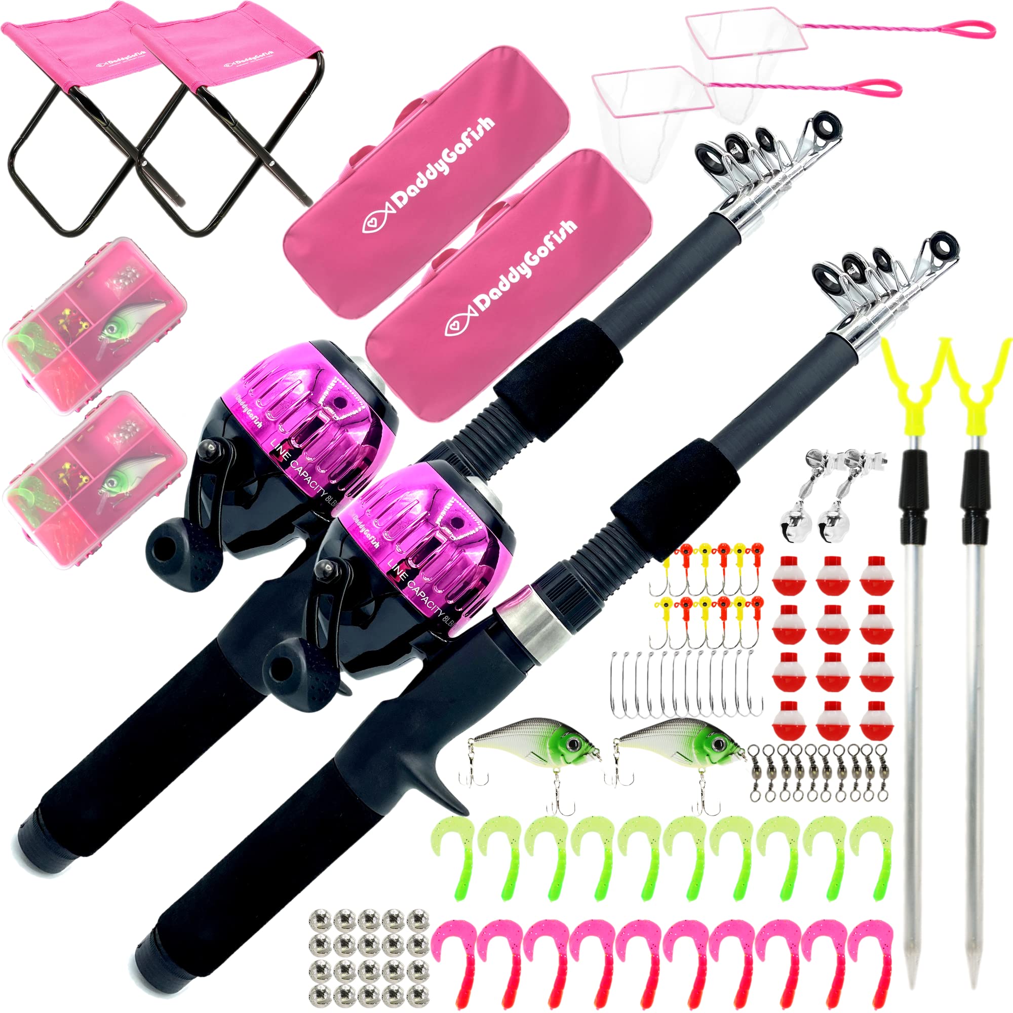 DaddyGoFish Kids Fishing Pole â€“ Telescopic Rod & Reel Combo with ...