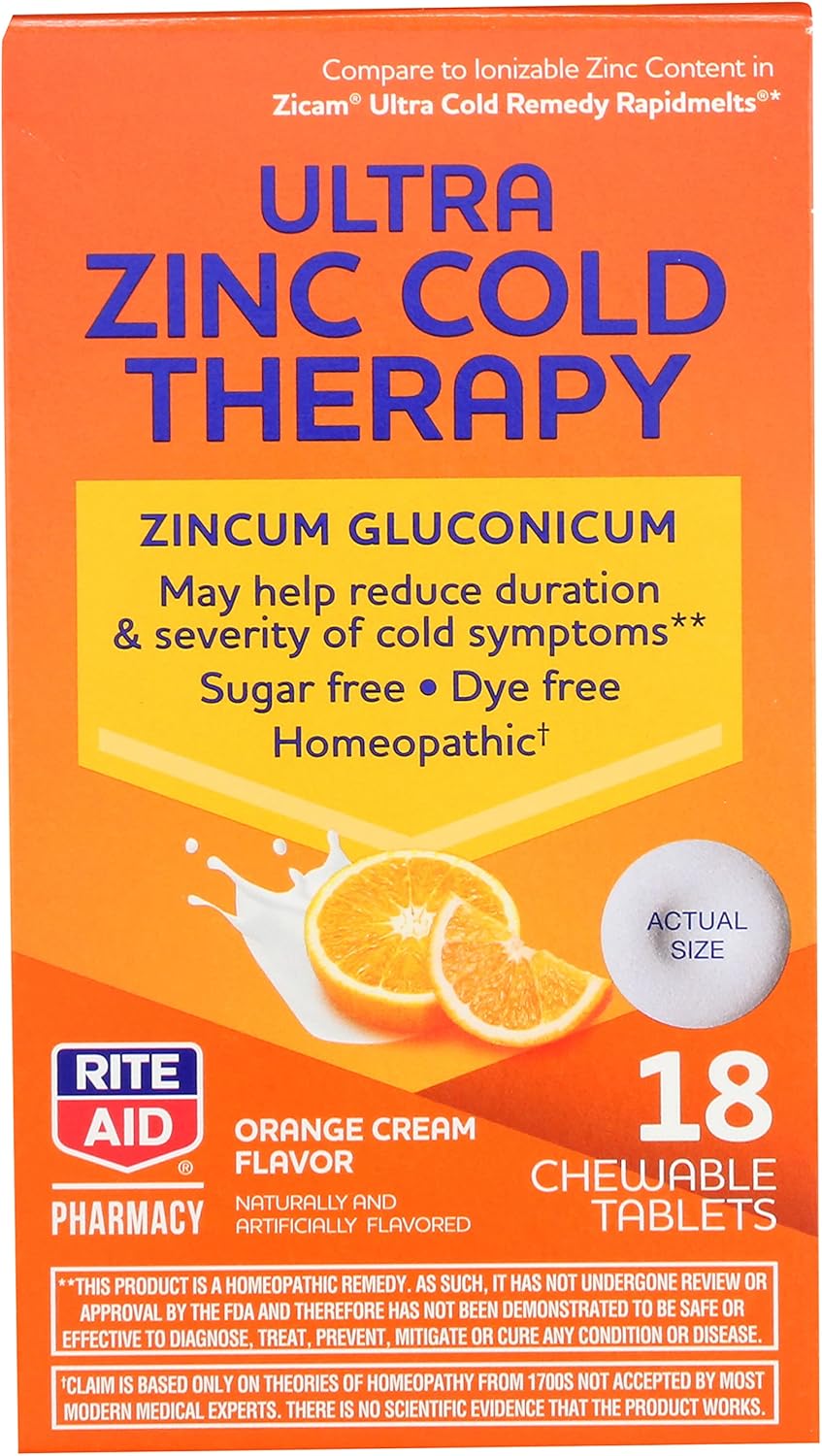 Amazon.com: Rite Aid, Zinc Cold Therapy Chewable Tablets, 18 Count ...