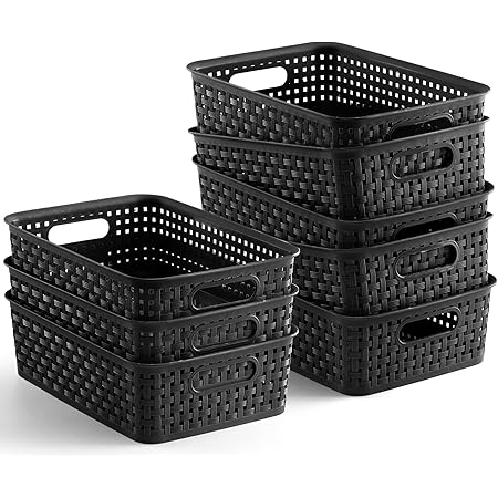 Amazon.com - [ 8 Pack ] Plastic Storage Baskets - Small Pantry ...