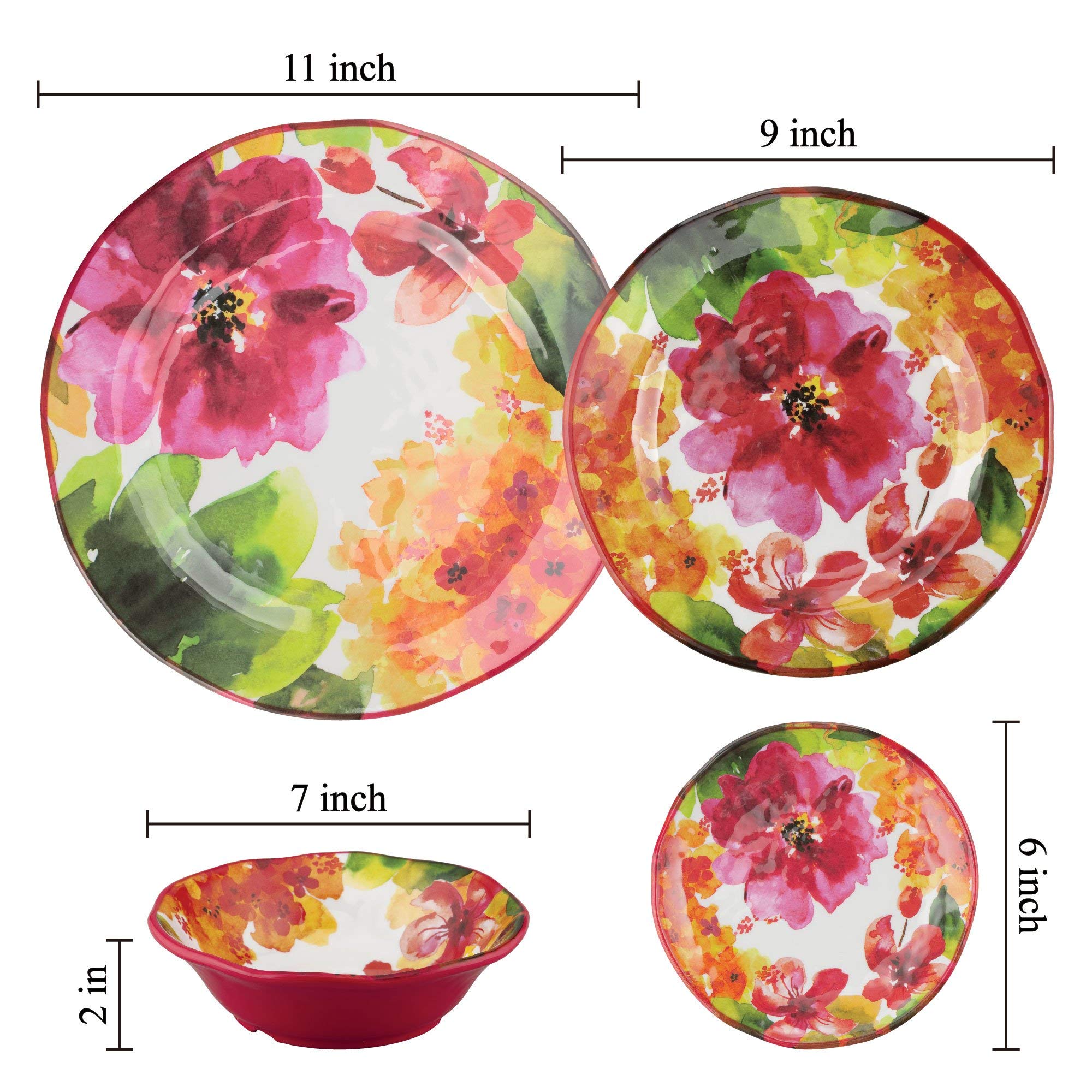 Snapklik.com : UP UPware Pink Floral Melamine Round Dessert Plates