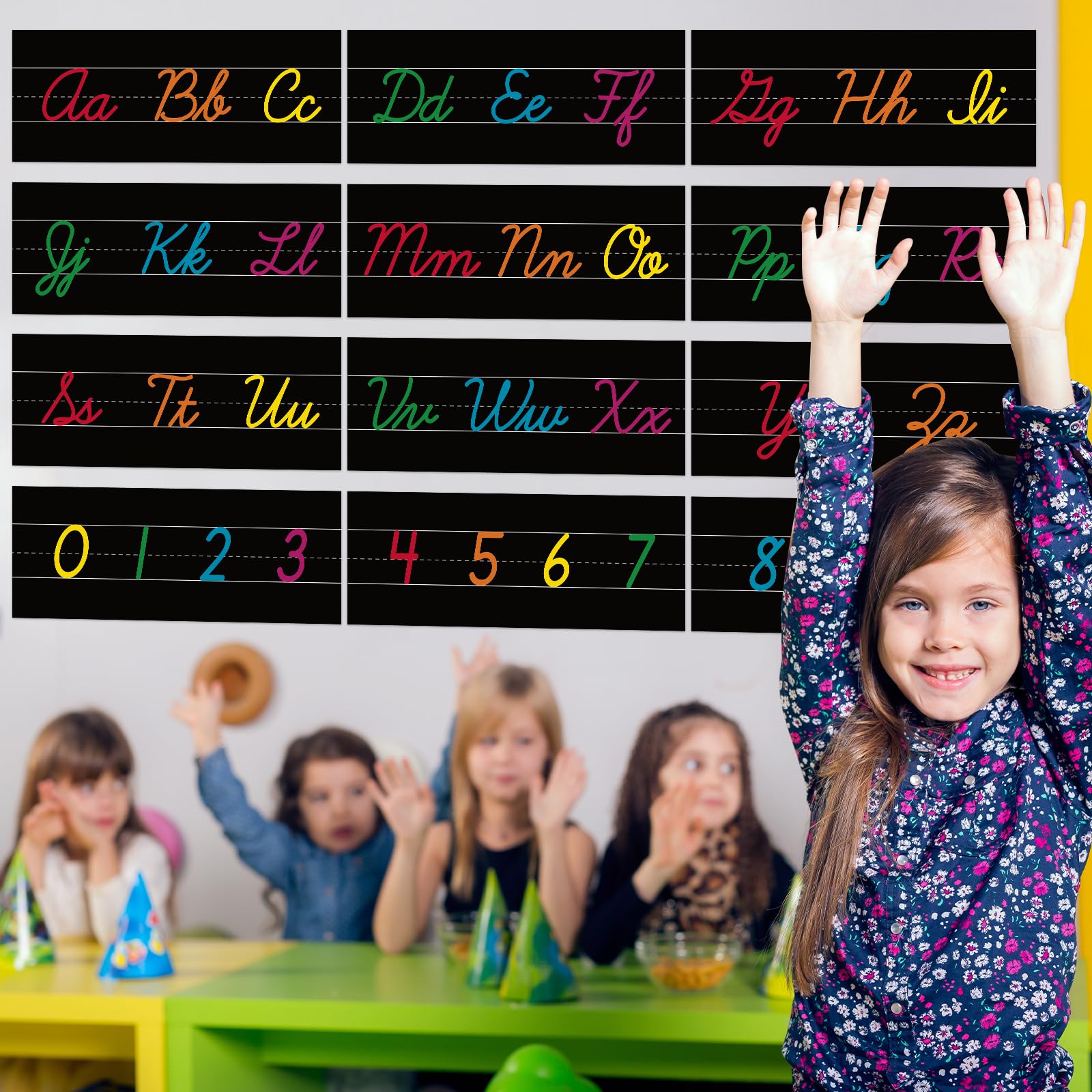 Alphabet Poster 24 Pcs Cursive Alphabet Wall Strip Posters - 11.8x6.3 ...