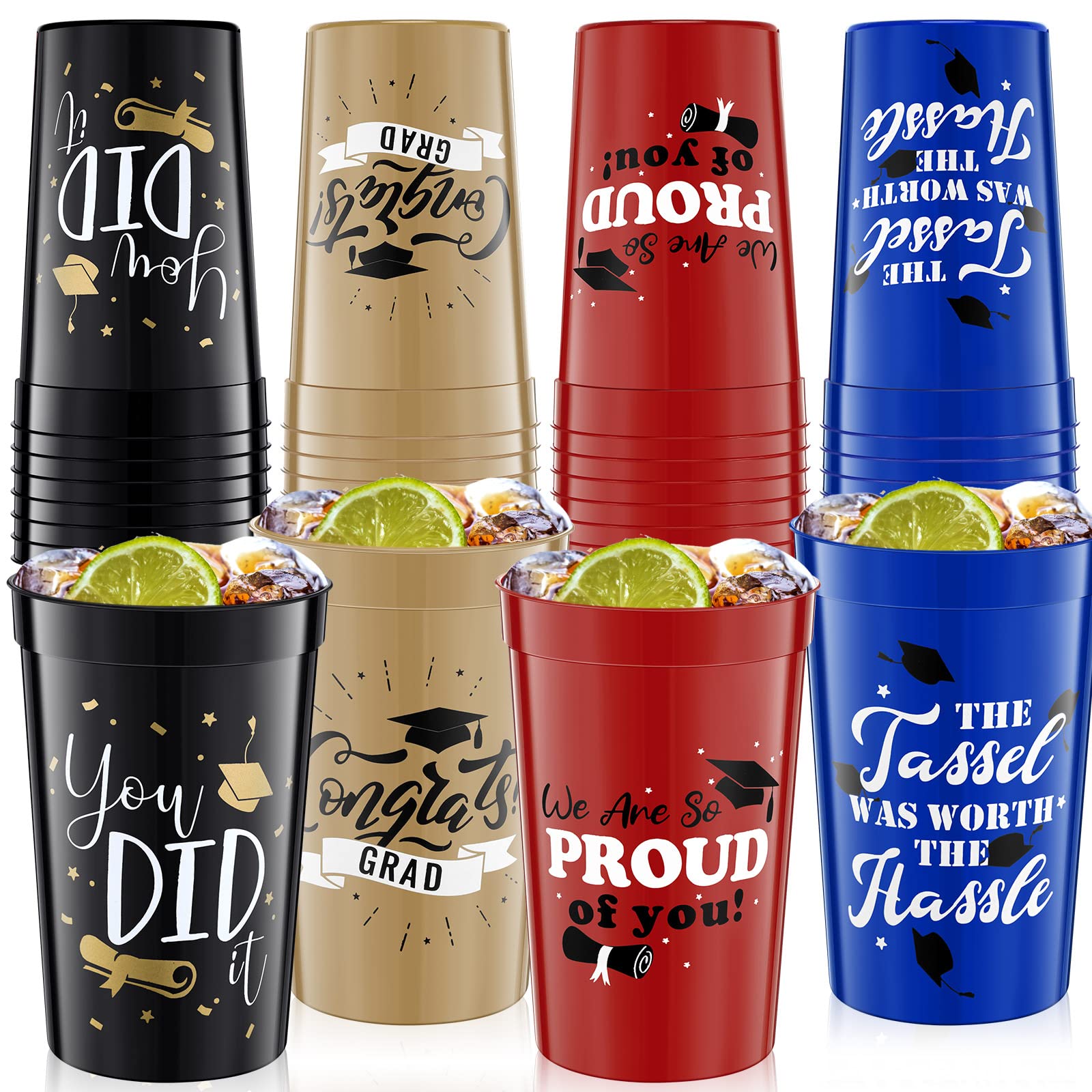 Nuenen 60 Pcs Graduation Plastic Cups, 16oz Congrats Grad Cups for ...