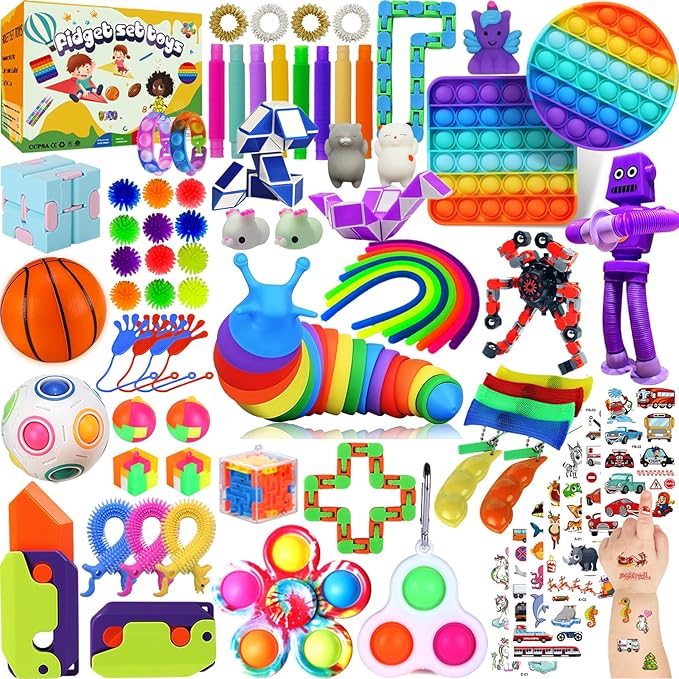 Amazon.com: 80 Pack Fidget Toys Pack,Pop Its Relieves Stress and ...