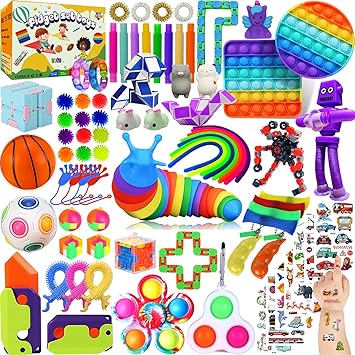 Amazon.com: 80 Pack Fidget Toys Pack,Pop Its Relieves Stress and ...