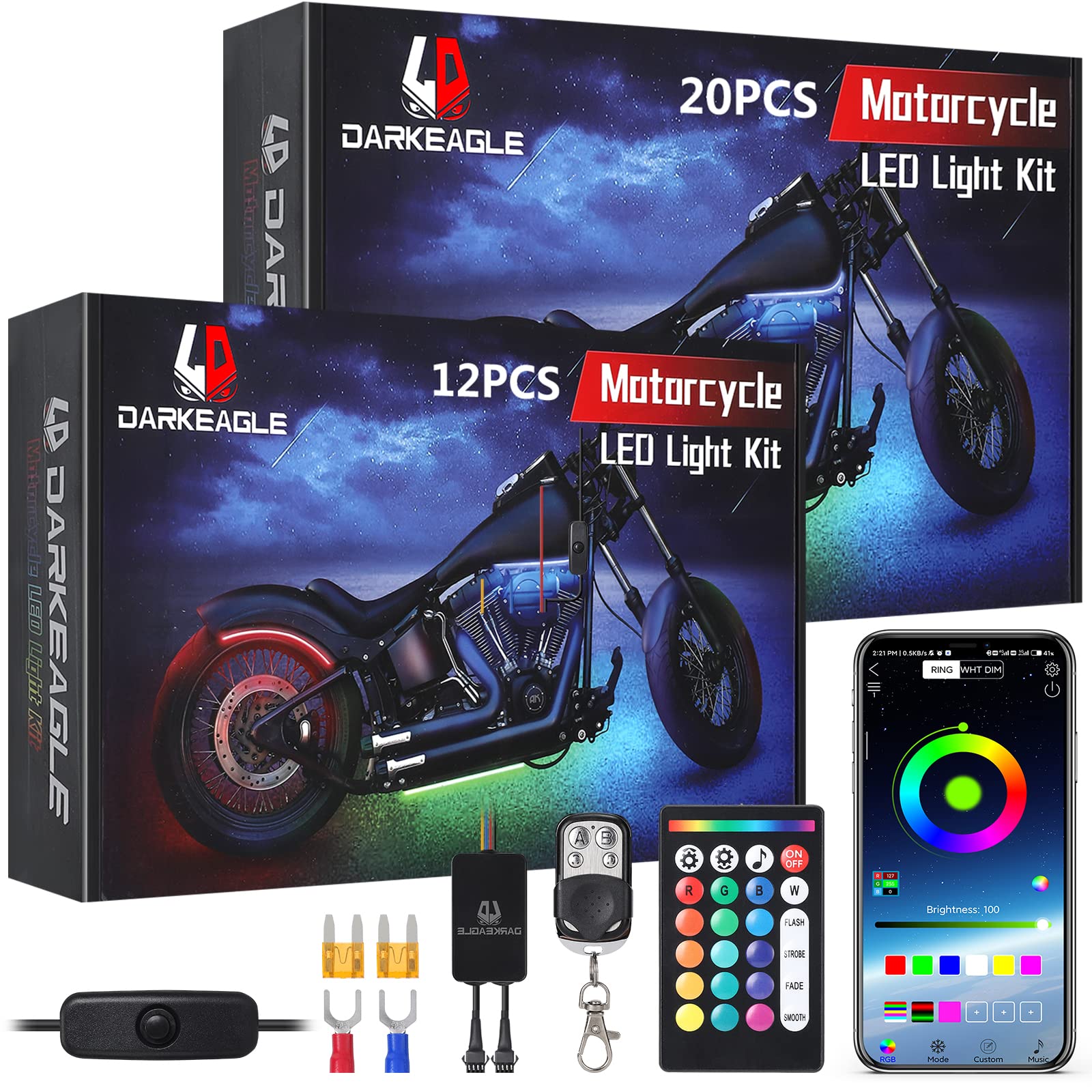 Amazon.com: 32Pcs Motorcycle LED Light Kit with Brake Light Turn Signal ...