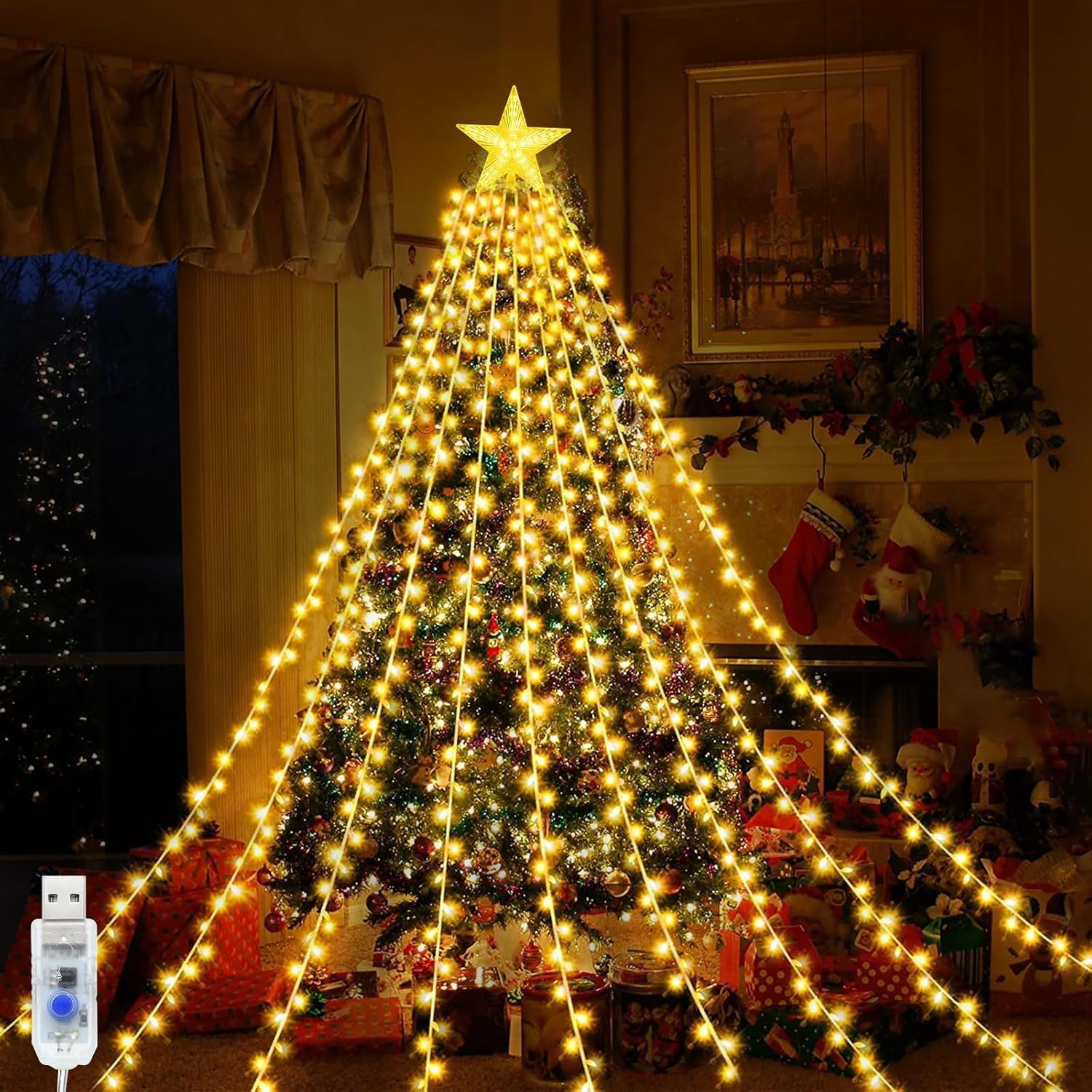 Christmas Decorations Lights, USB Christmas Lights, 6.6 ft 9 Strand 198 ...