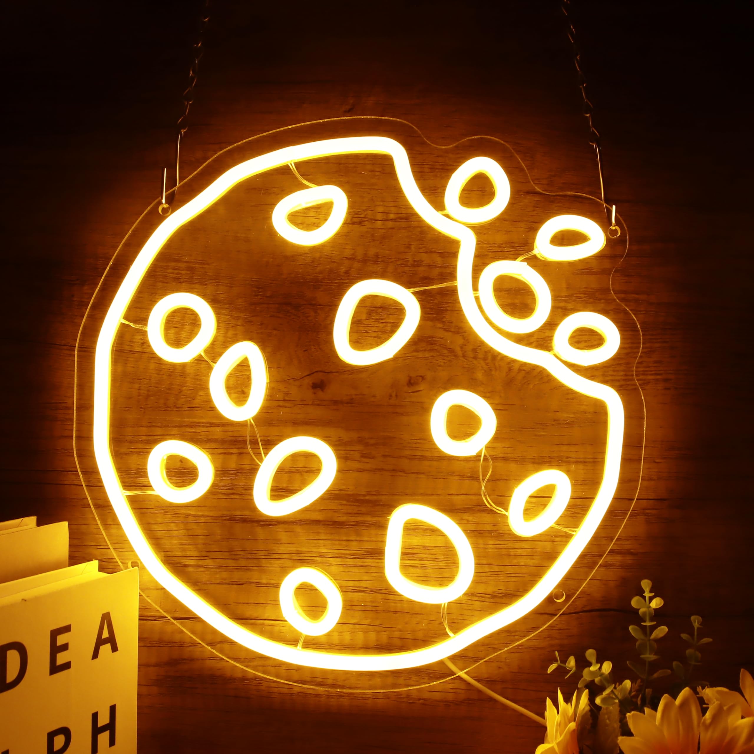 Amazon.com : Golden Cookie Neon Sign, Dimmable LED Glowing Cookie Neon ...