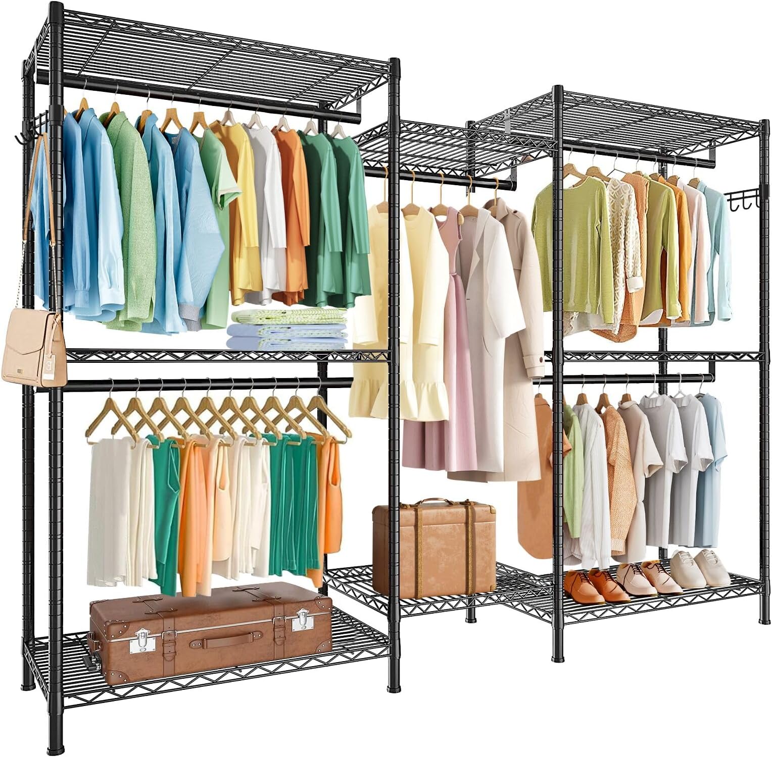 FTEYUET Clothes Rail, Clothing Rails for Hanging Clothes, Metal ...