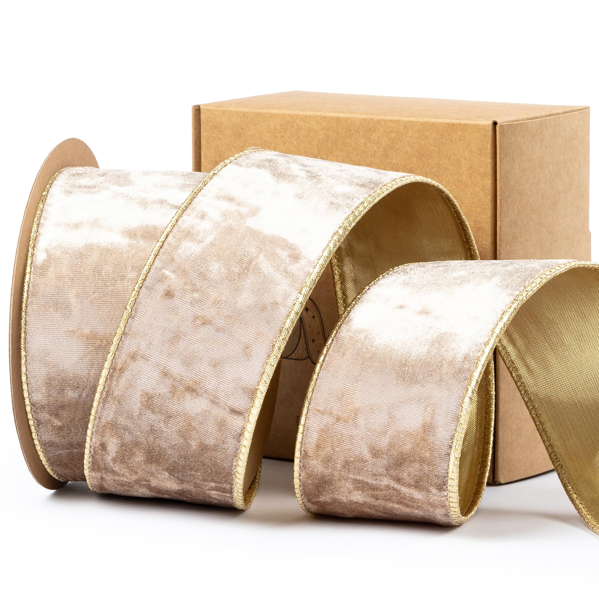 Amazon.com: Keypan Camel Christmas Tree Ribbon Velvet Wired Ribbon 2.5 ...