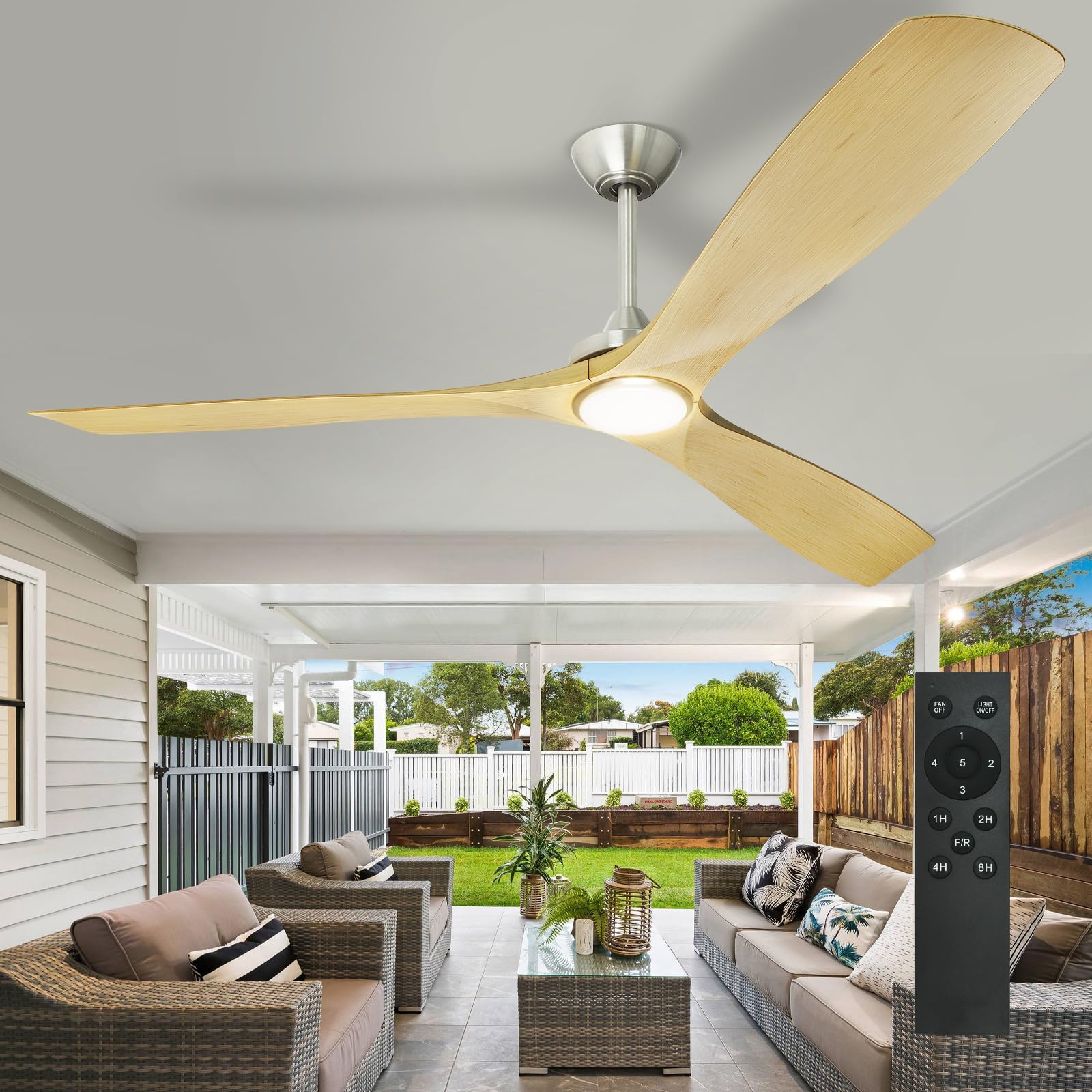 BvenuBigLite 3-Blade Ceiling Fan for Outdoor: DC Motor Ceiling Fans ...