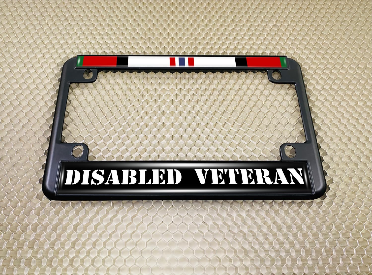 Motorcycle Metal License Plate Frame with Afghanistan Disabled Veteran ...